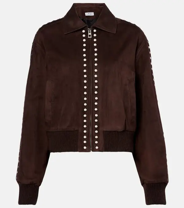 Loewe Studded Suede Bomber Jacket