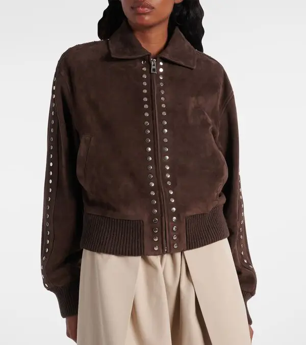 Loewe Studded Suede Bomber Jacket