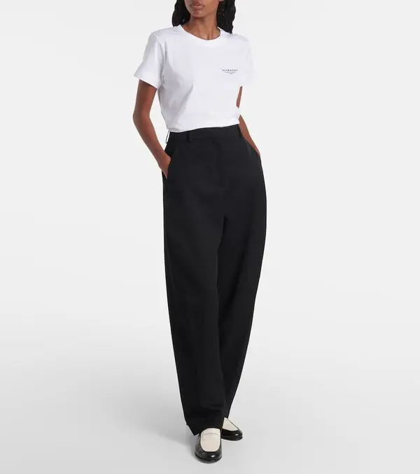 Givenchy Wool Grain De Poudre Barrel-leg Pants