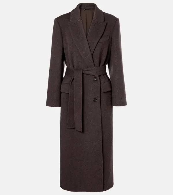 Brunello Cucinelli Wool And Cashmere Wrap Coat - Brown