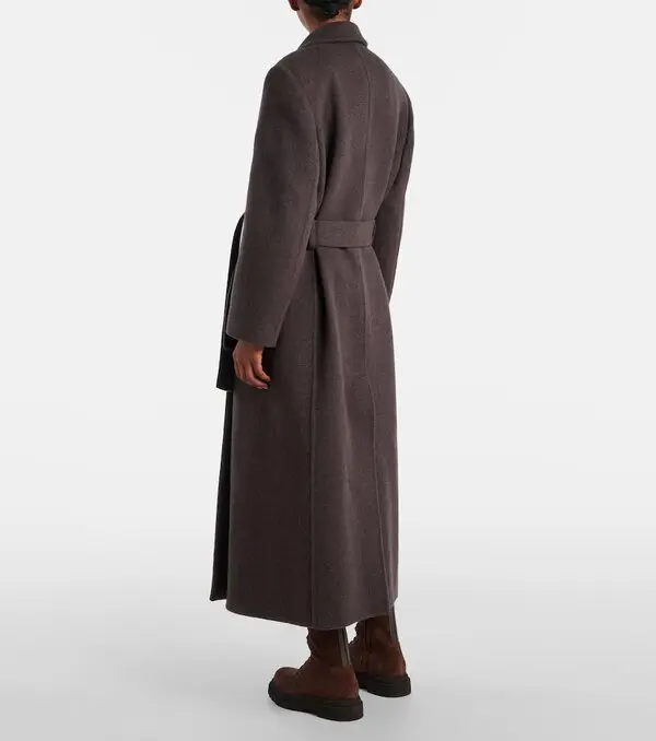 Brunello Cucinelli Wool And Cashmere Wrap Coat - Brown