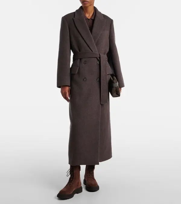 Brunello Cucinelli Wool And Cashmere Wrap Coat - Brown