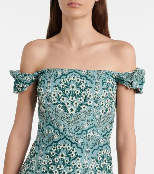 Agua Bendita Siembra Embroidered Cotton Midi Dress