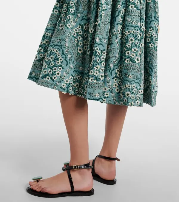 Agua Bendita Siembra Embroidered Cotton Midi Dress