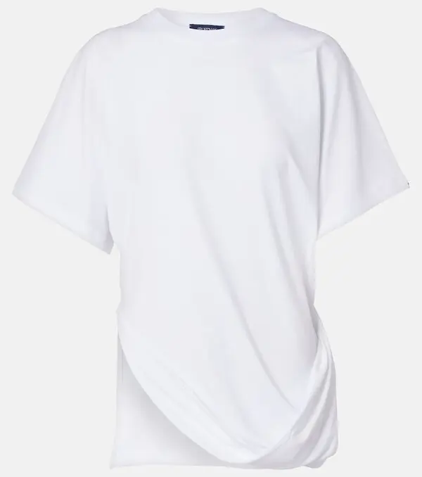 Sportmax Keras Asymmetric Cotton-blend T-shirt - White