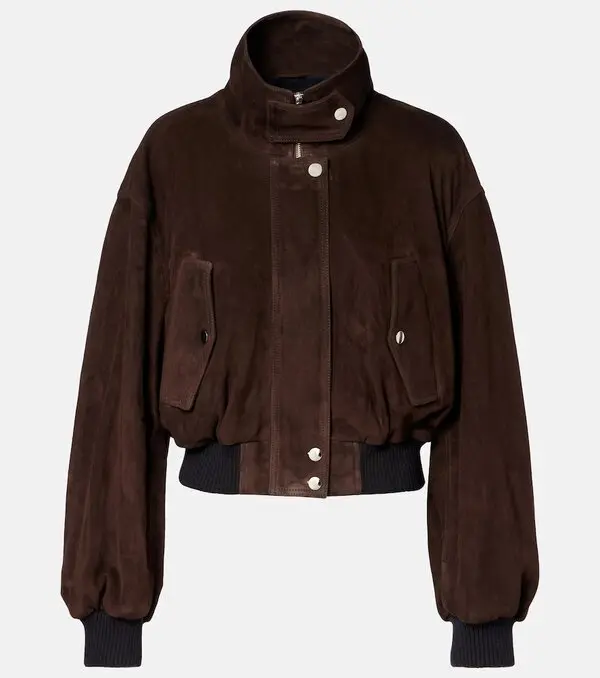 Nour Hammour Briar Suede Bomber Jacket - Brown