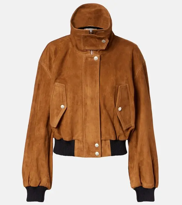 Nour Hammour Briar Suede Bomber Jacket - Brown