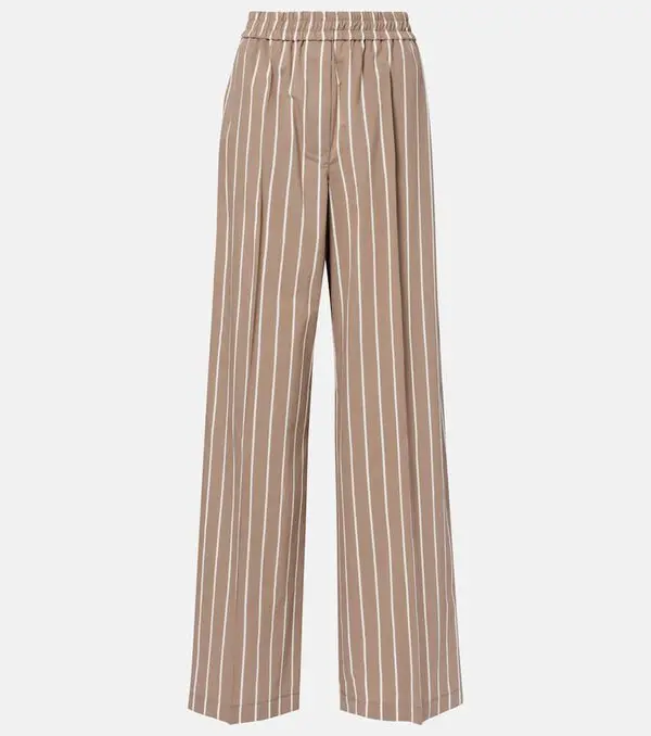 Brunello Cucinelli Striped Cotton-blend Wide-leg Pants