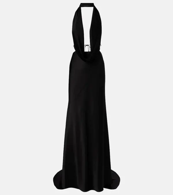 Alex Perry Halterneck Open-back Satin Crepe Gown