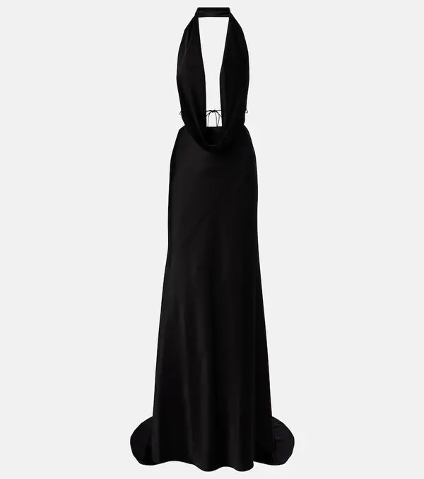 Alex Perry Halterneck Open-back Gown - Black