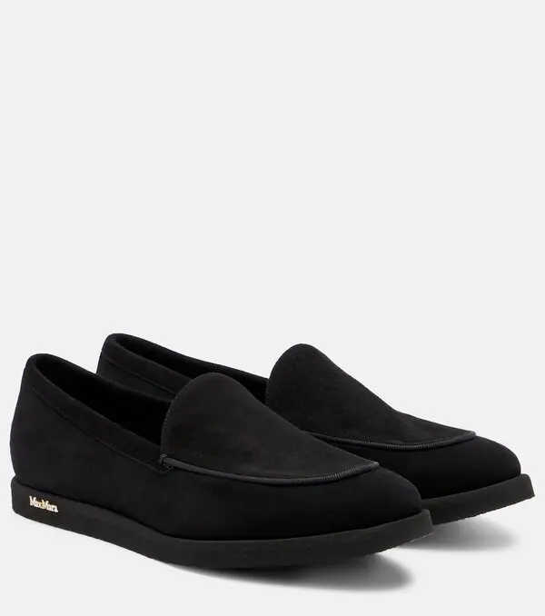 Max Mara Softmoc Suede Moccasins - Black