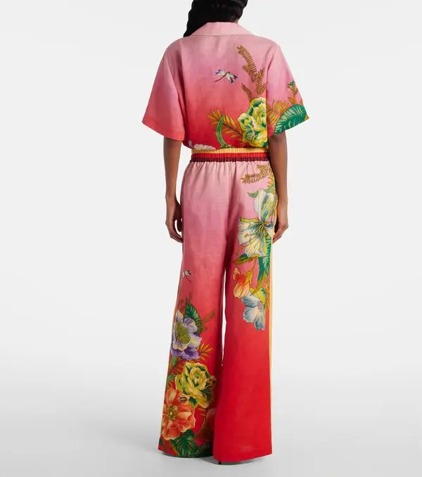 ALEMAIS Alémais Inez Ombré Linen Wide-leg Pants - Red