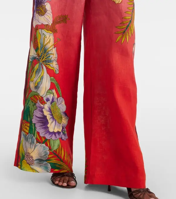 ALEMAIS Alémais Inez Ombré Linen Wide-leg Pants - Red