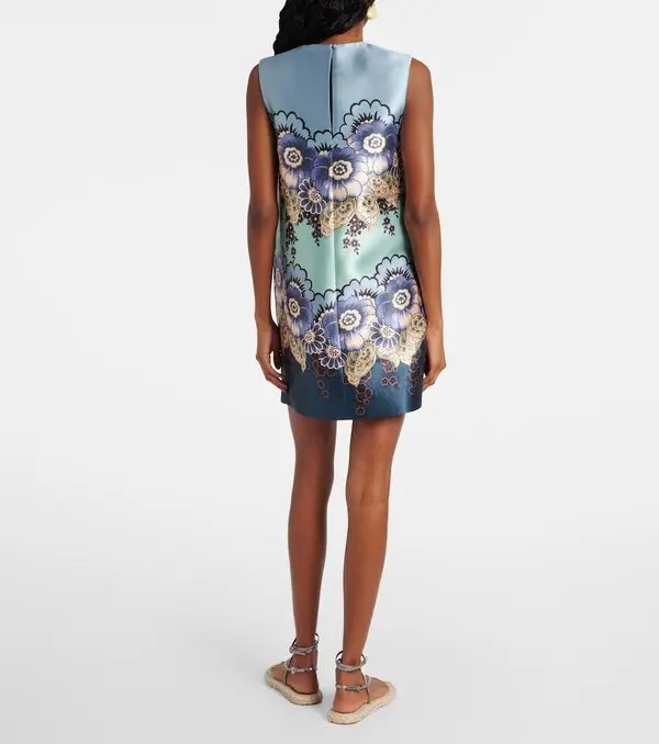 ALEMAIS Floral Satin Minidress - Blue