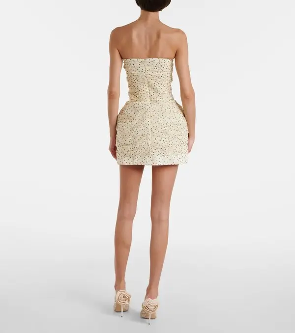 Magda Butrym Polka-dot Ruched Silk-blend Minidress - White