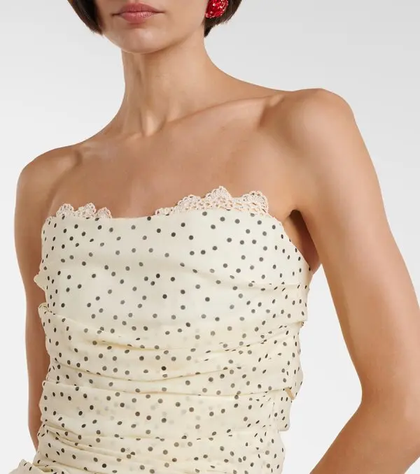 Magda Butrym Polka-dot Ruched Silk-blend Minidress - White