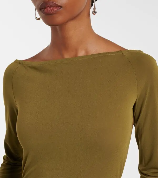 Alex Perry Draped Open-back Crêpe Jersey Gown - Green