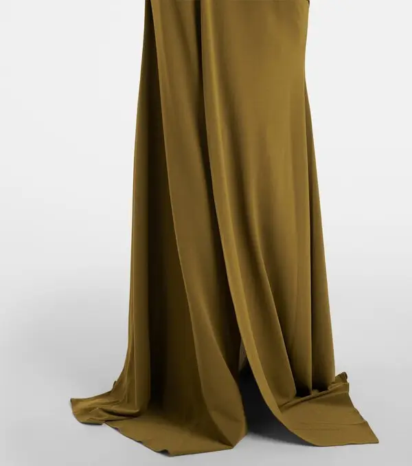 Alex Perry Draped Open-back Crêpe Jersey Gown - Green