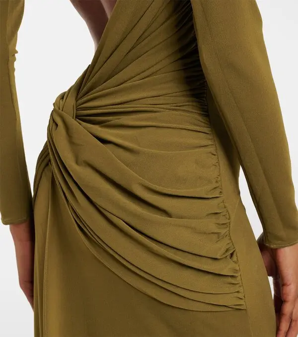 Alex Perry Draped Open-back Crêpe Jersey Gown - Green