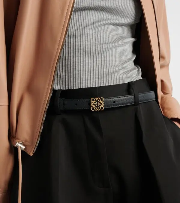 Loewe Anagram Leather Belt - Black