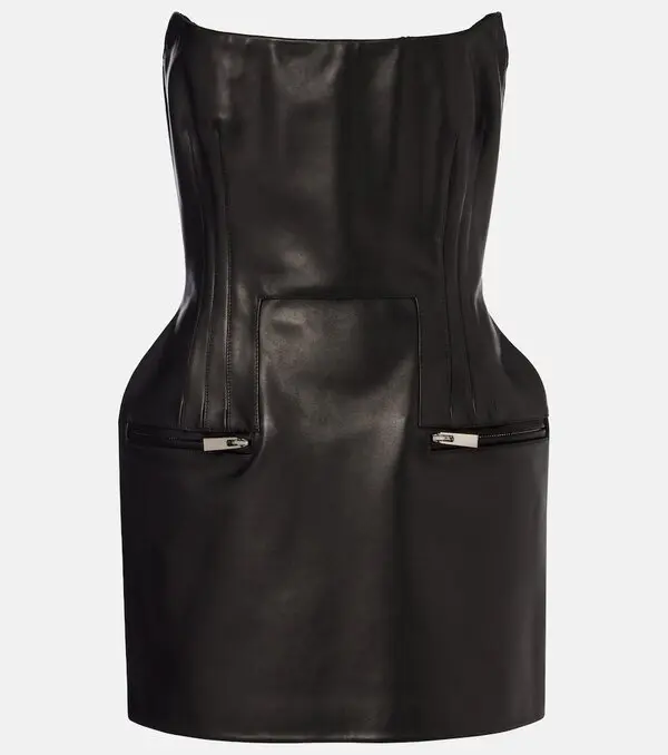Magda Butrym Leather Bustier Mini Dress