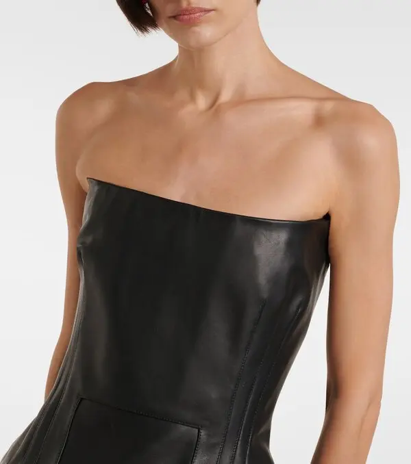 Magda Butrym Leather Bustier Mini Dress