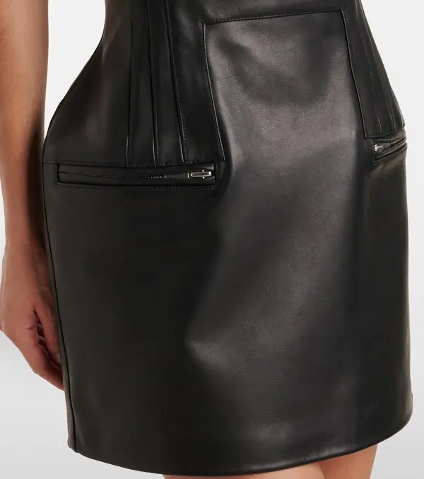 Magda Butrym Leather Bustier Mini Dress