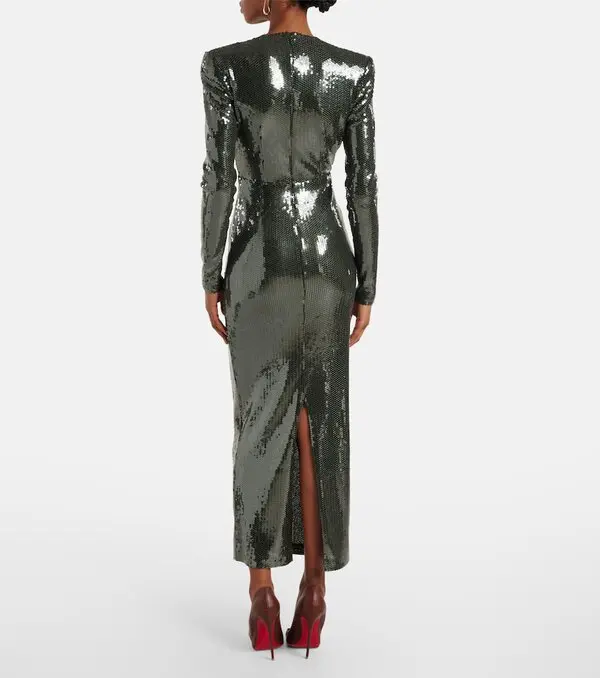 Alex Perry Gathered Sequined Gown