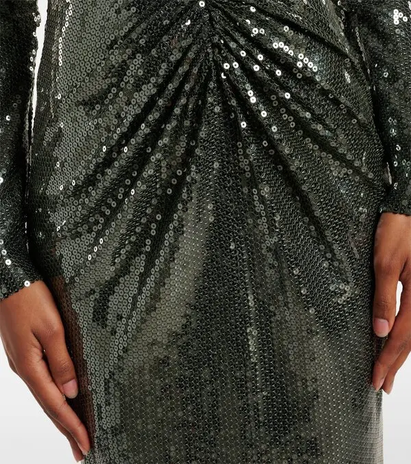 Alex Perry Gathered Sequined Gown
