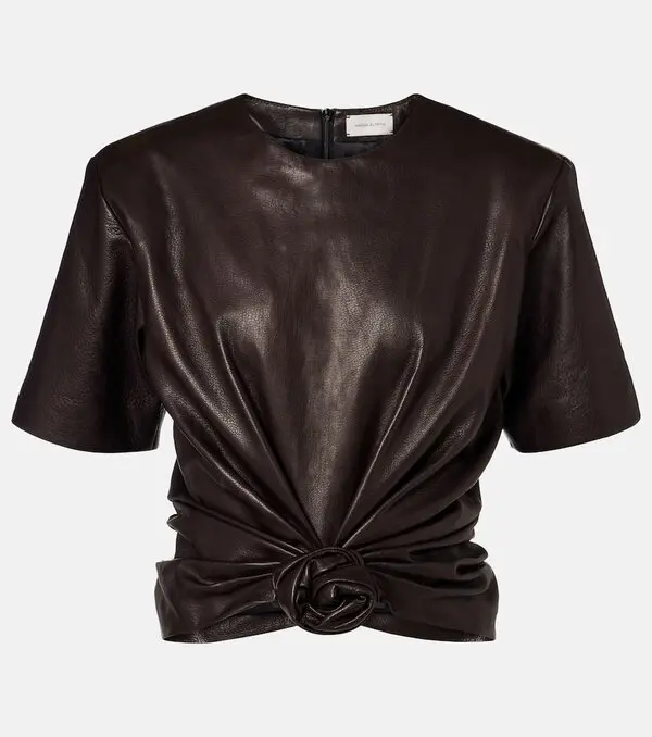 Magda Butrym Knot-detail Leather T-shirt - Brown