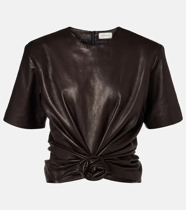 Magda Butrym Knot-detail Leather T-shirt - Brown