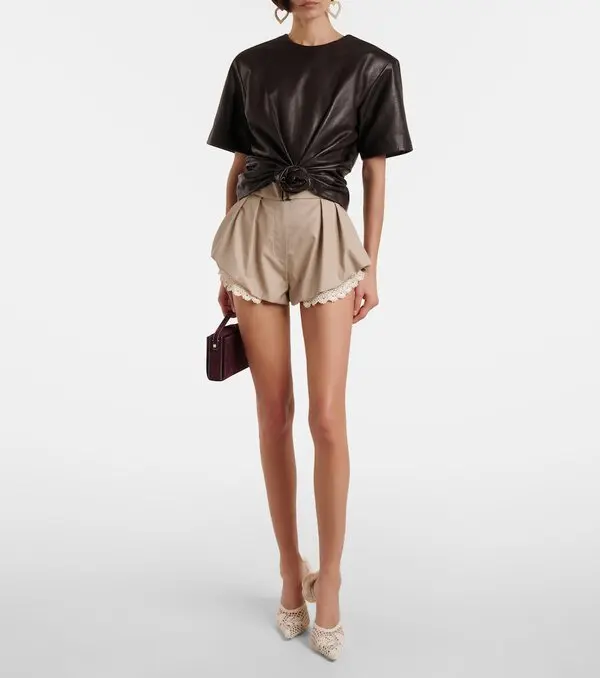 Magda Butrym Knot-detail Leather T-shirt