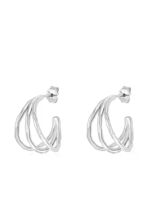 DOWER & HALL Small Triple Row Waterfall Hoop Earrings - Silver