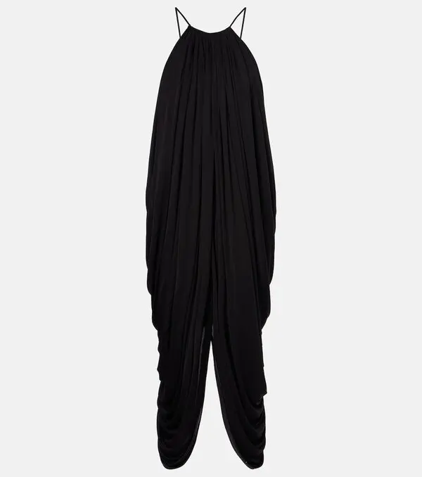 Loewe Draped Open-back Silk Midi Dress - Black