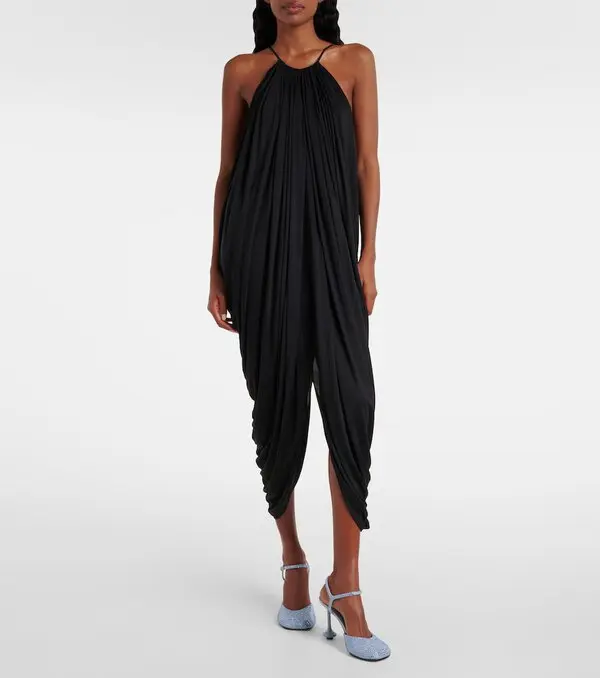 Loewe Draped Open-back Silk Midi Dress