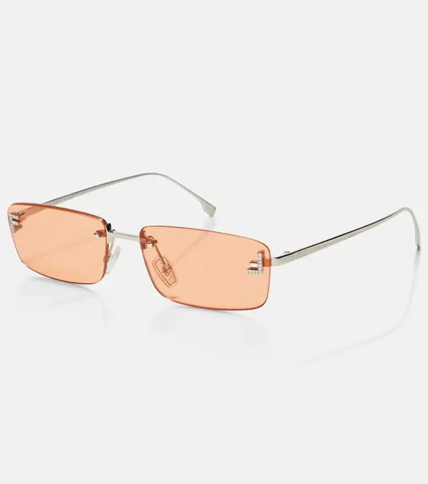 Fendi First Crystal Rectangular Sunglasses