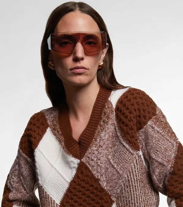 Stella McCartney Oversized Shield Sunglasses - Beige
