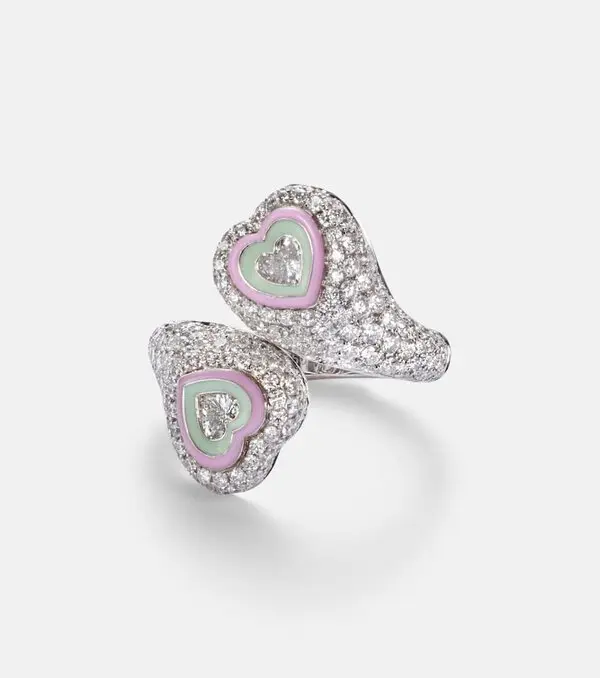 KAMYEN Gemini Heart 18kt White Gold And Diamond Pinky Ring - Silver