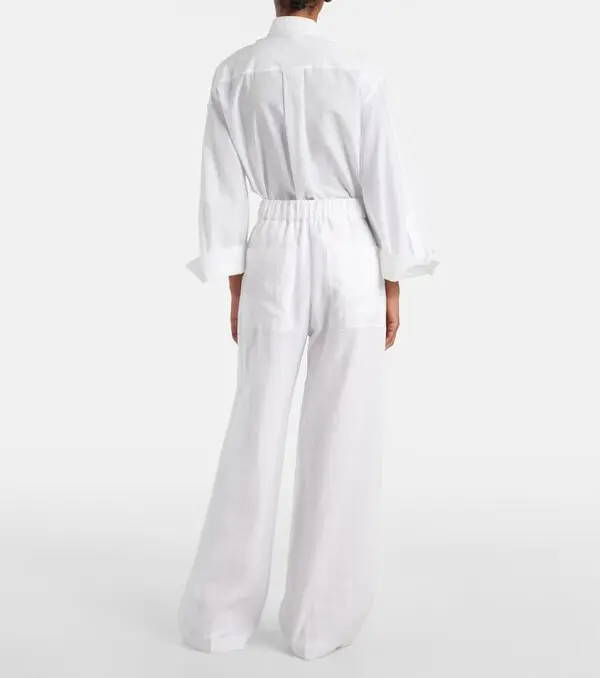 Brunello Cucinelli Cotton Wide-leg Pants - White