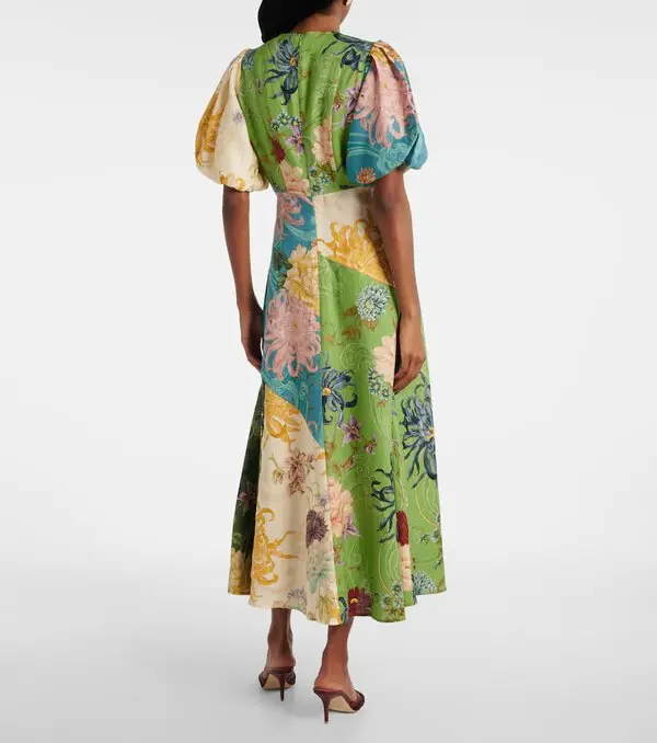 Alemais Avery Floral Linen Midi Dress - Multicoloured - 30% Off |  Editorialist