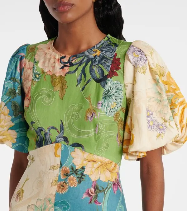 Alemais Avery Floral Linen Midi Dress - Multicoloured - 30% Off |  Editorialist