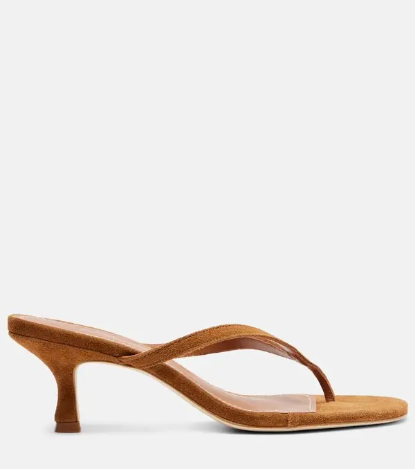 Staud Freja 60 Suede Thong Sandals - Brown