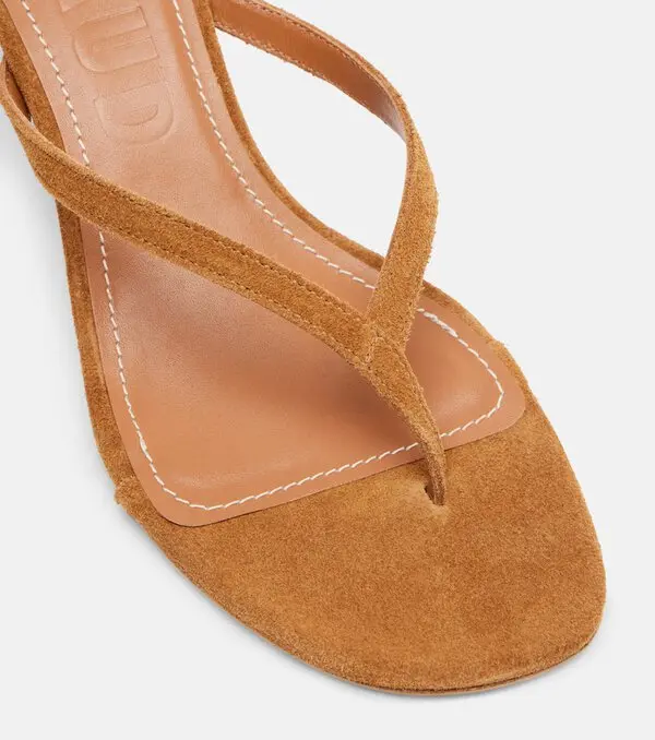 Staud Freja 60 Suede Thong Sandals - Brown