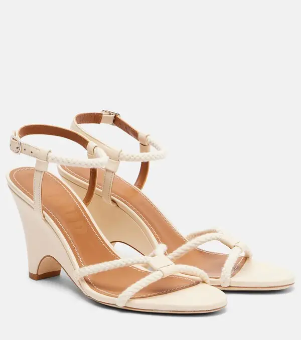 Staud Eden Rope-trimmed Leather Wedge Sandals - Beige