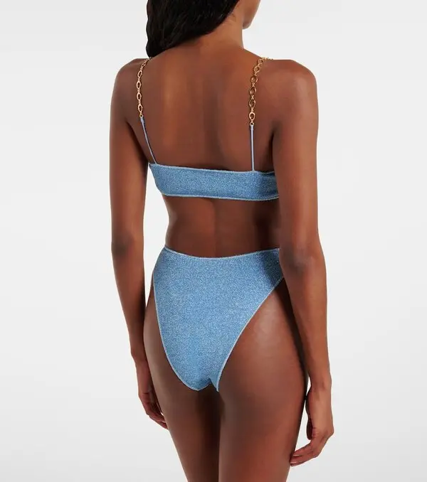 Oseree Lumière O Chain Lamé Bikini - Blue