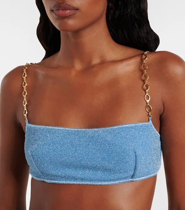 Oseree Lumière O Chain Lamé Bikini - Blue