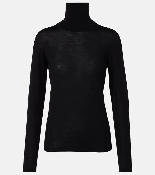 Max Mara Saluto Virgin Wool Turtleneck Sweater - Black