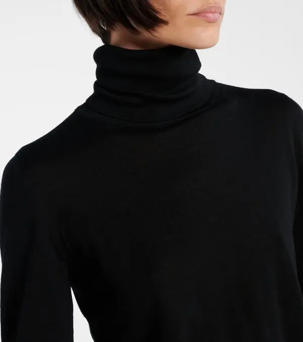 Max Mara Saluto Virgin Wool Turtleneck Sweater - Black