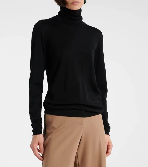 Max Mara Saluto Virgin Wool Turtleneck Sweater - Black