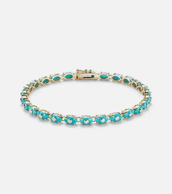 SYDNEY EVAN Eternity Bracelet With Turquoise And Diamonds - Gold